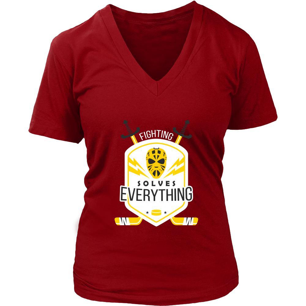 Hockey T Shirt - Fighting Solves Everything - Teelime | Unique t-shirts
