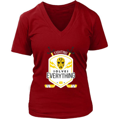 Hockey T Shirt - Fighting Solves Everything - Teelime | Unique t-shirts