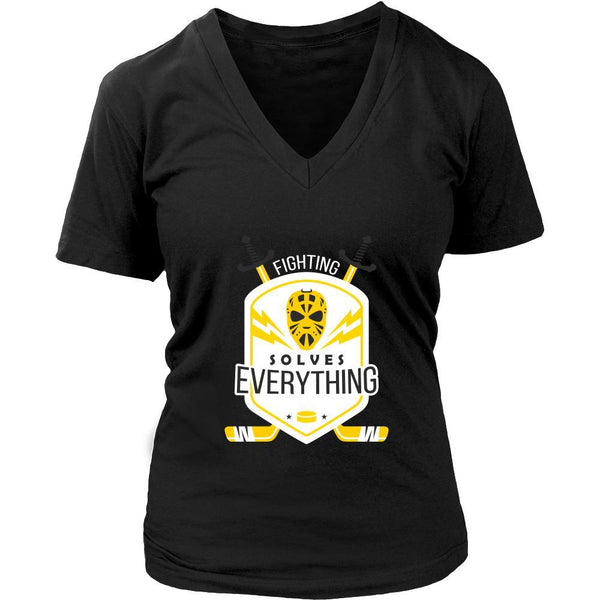 Hockey T Shirt - Fighting Solves Everything - Teelime | Unique t-shirts