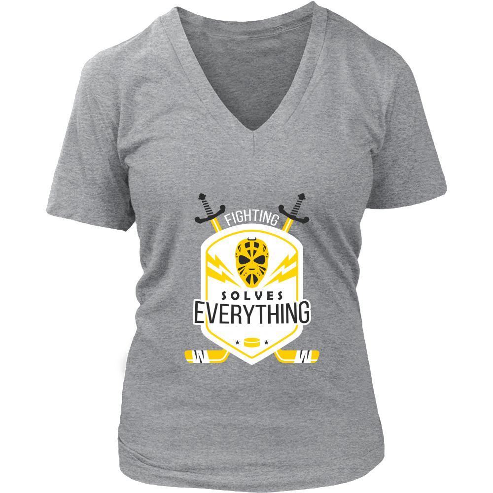 Hockey T Shirt - Fighting Solves Everything - Teelime | Unique t-shirts