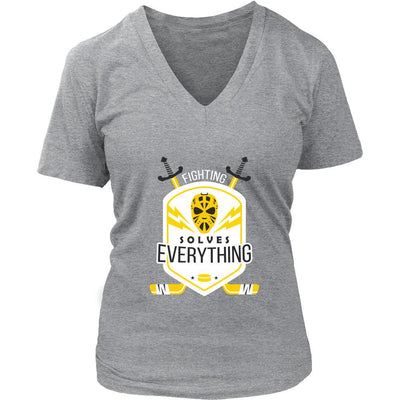 Hockey T Shirt - Fighting Solves Everything - Teelime | Unique t-shirts