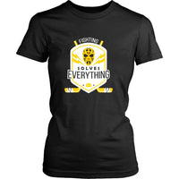 Hockey T Shirt - Fighting Solves Everything - Teelime | Unique t-shirts