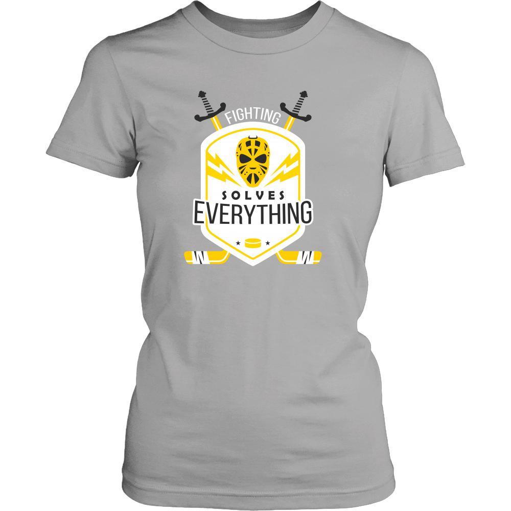 Hockey T Shirt - Fighting Solves Everything - Teelime | Unique t-shirts